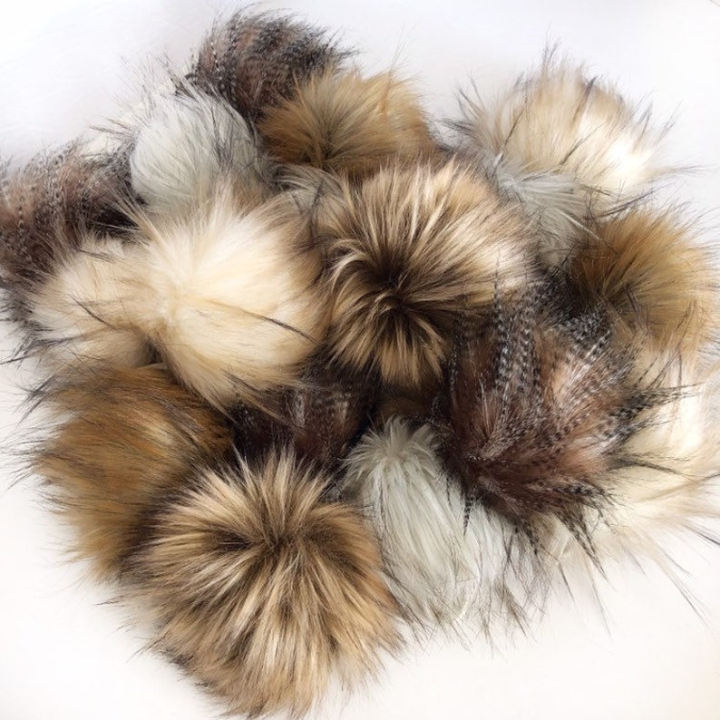BULK ORDER 40 Poms Faux Fur Pom Pom/tan/brown/beige/silver/large/fluffy ...