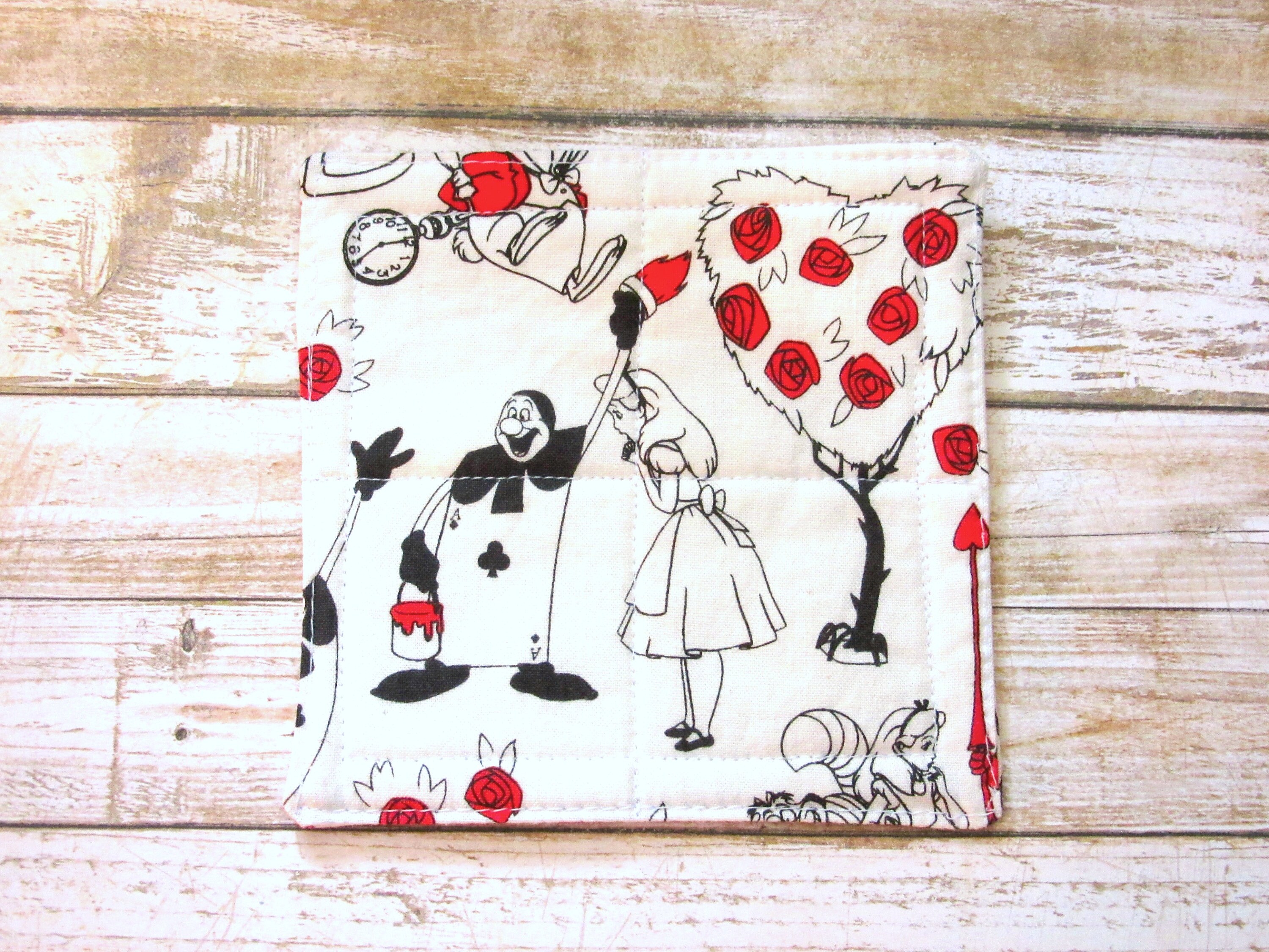 Alice in Wonderland Painting the Roses Red Fabric Coffee Coaster - Etsy