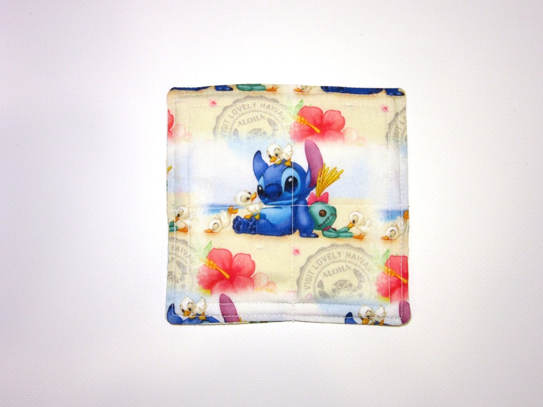 Stitch and Scrump Beach Day Fabric Coffee Coaster. Lilo and Stitch ...