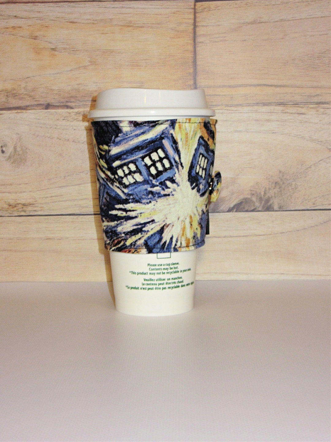 Exploding Tardis Doctor Who Fabric Reusable Coffee Cozy Sleeve. Van ...