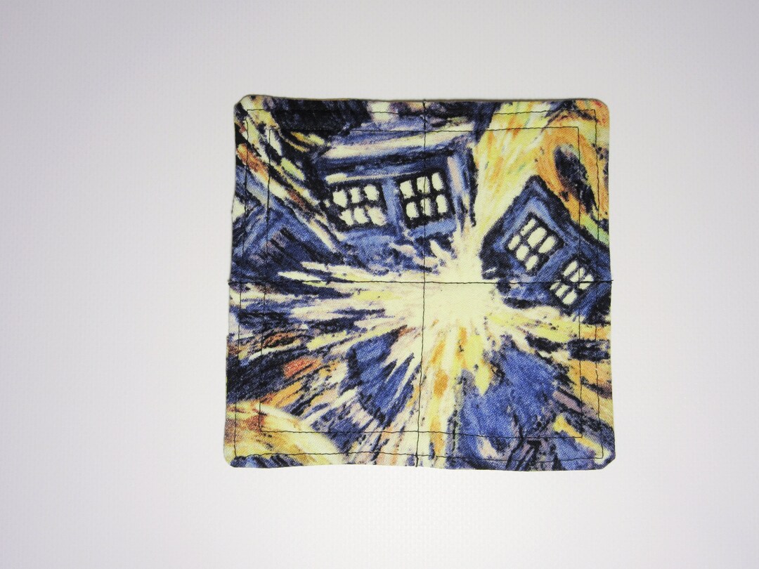 Doctor Who Exploding Tardis Fabric Coffee Coaster. Van Gogh Starry ...