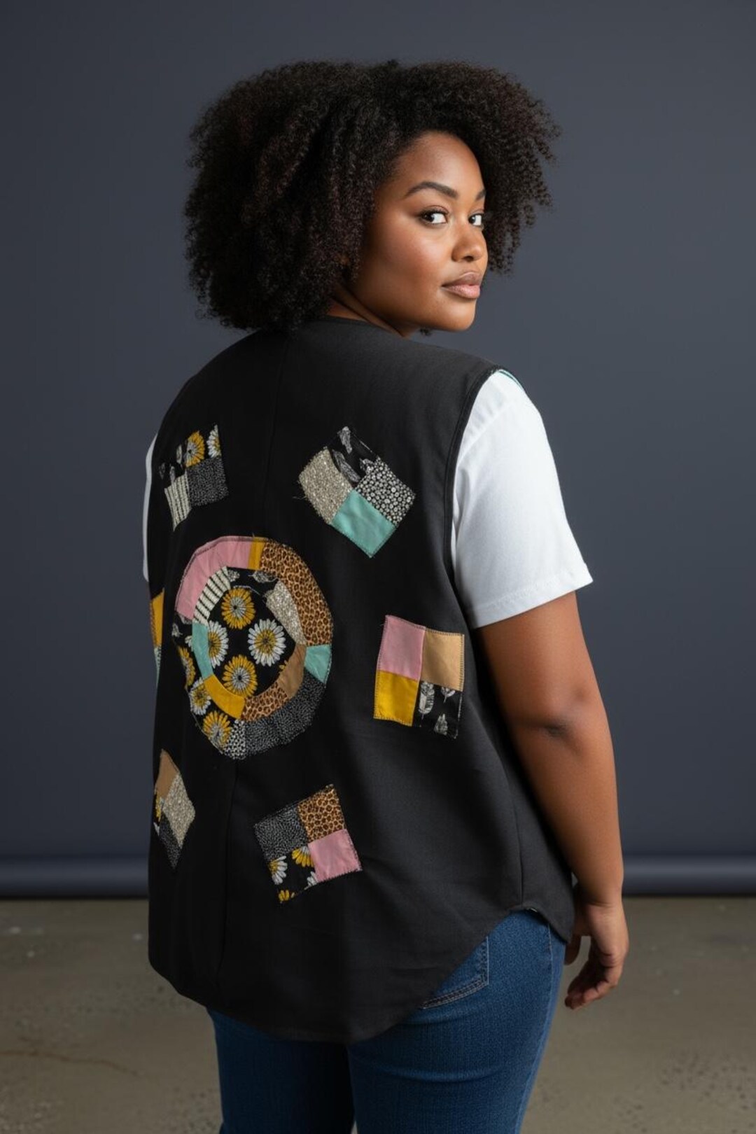 Native American Handmade Medicine Wheel Patchwork Vest Shawl Size 1XL ...