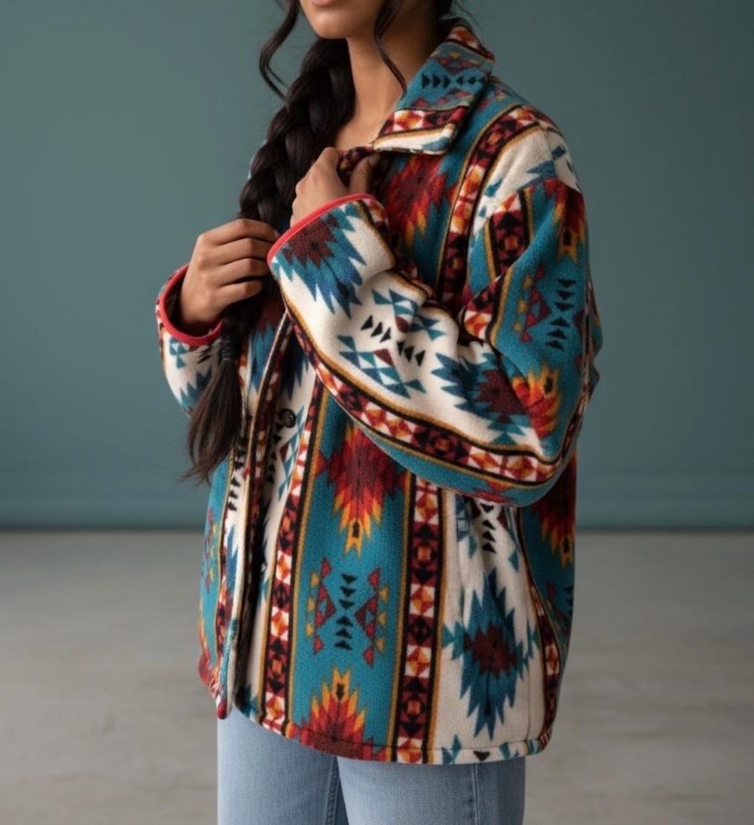 Handmade Native American Indigenous Fleece Lined Coat Jacket With ...
