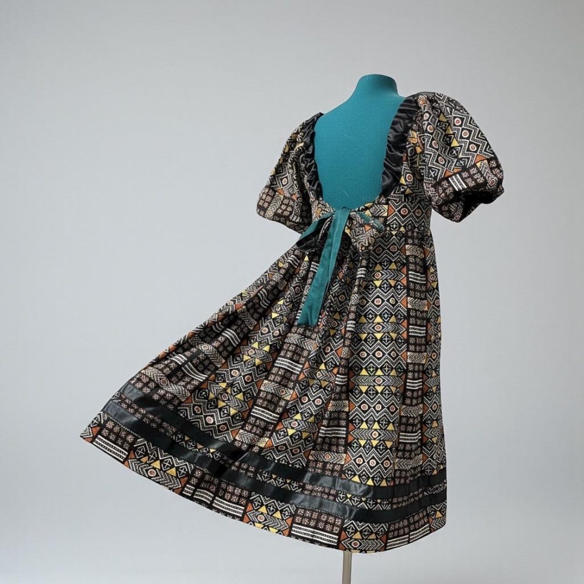 Native American Kookum Ribbon Dress With Puff Sleeves and Bow Size XL ...
