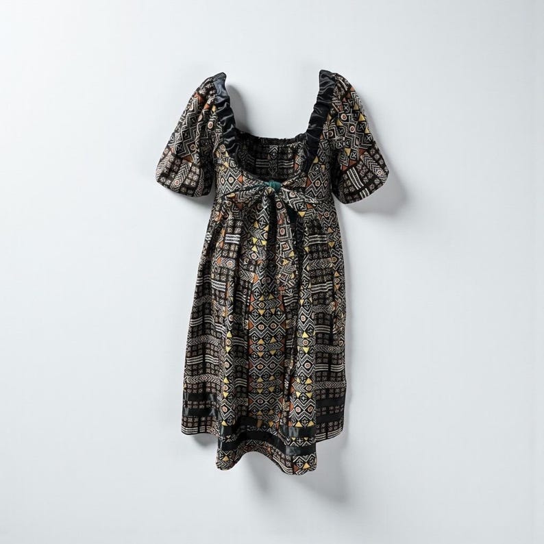Native American Kookum Ribbon Dress With Puff Sleeves and Bow Size XL ...