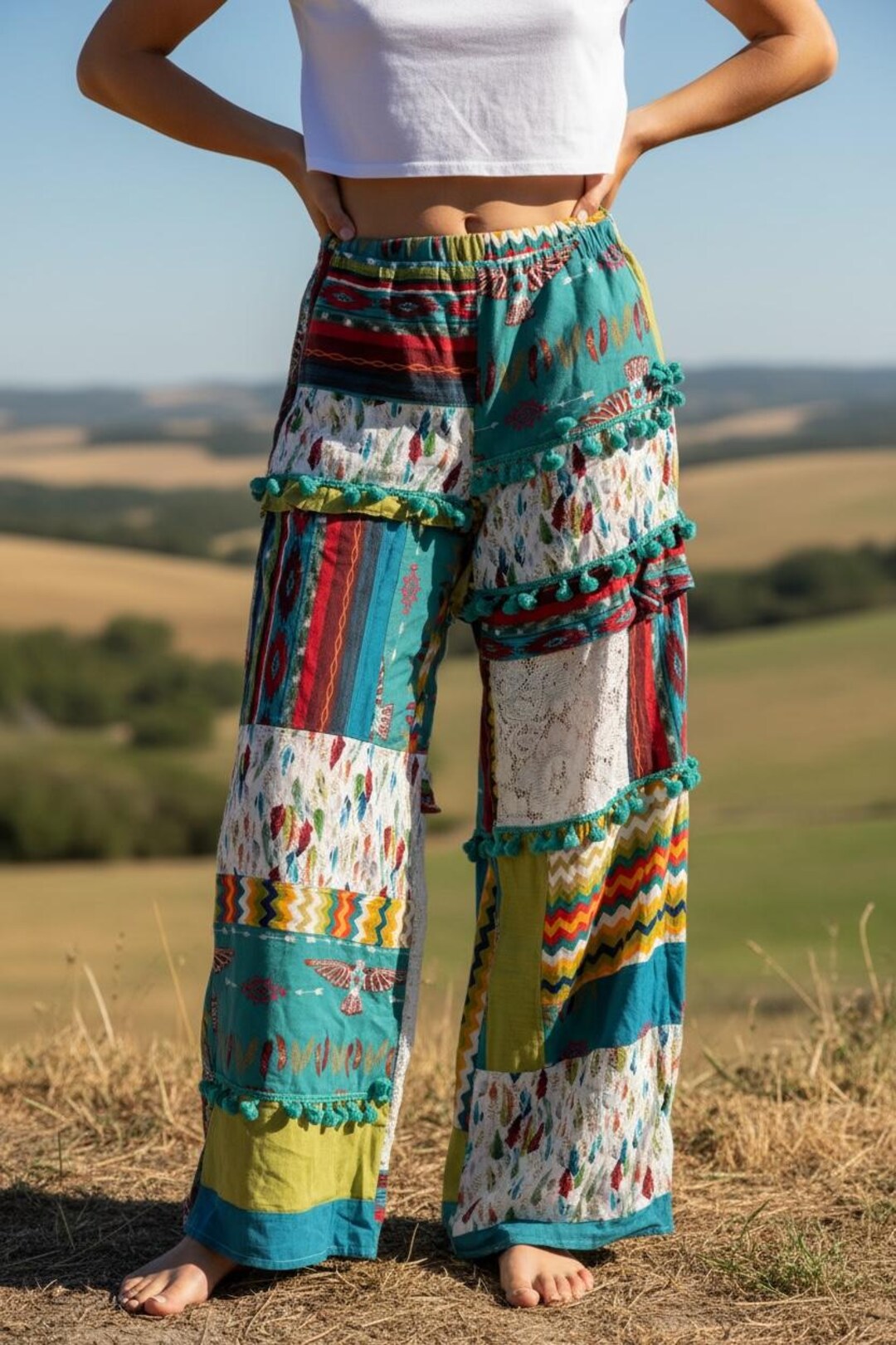 Handmade Patchwork Native American Vintage and Scarp Fabric Pants - Etsy
