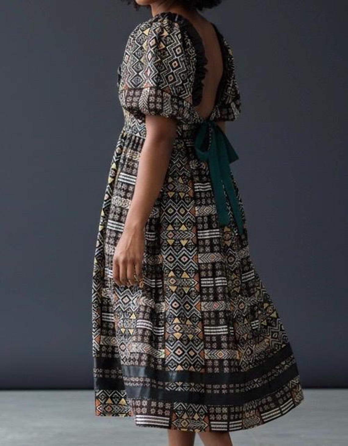 Native American Kookum Ribbon Dress With Puff Sleeves and Bow Size XL ...