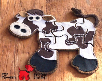 Cow Toy PDF Sewing Pattern 5 Piece Jigsaw Puzzle - Etsy