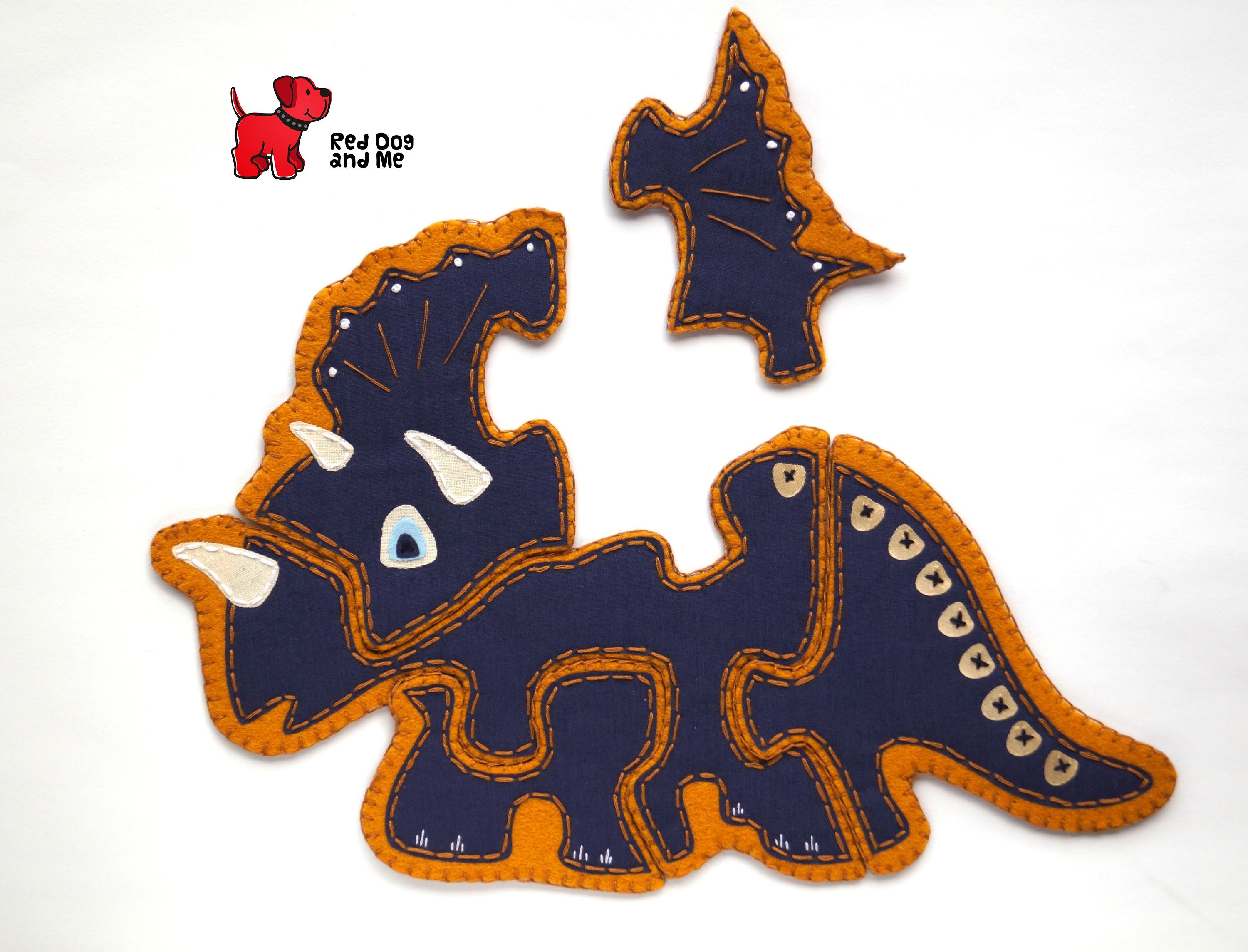Triceratops Dinosaur PDF Sewing Pattern 5 Piece Jigsaw Puzzle Felt Toy ...