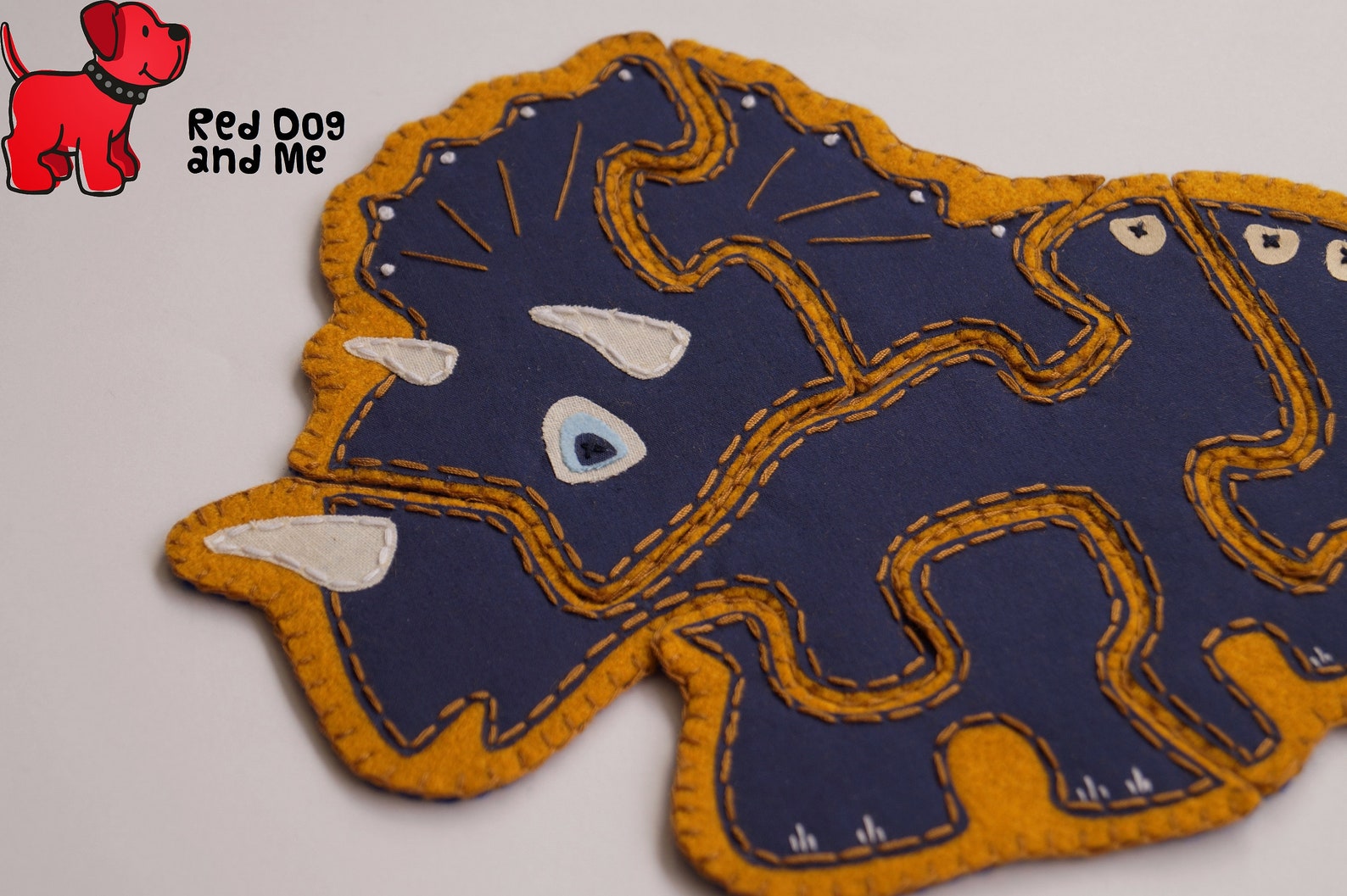 Triceratops Dinosaur PDF Sewing Pattern 5 Piece Jigsaw Puzzle Felt Toy ...