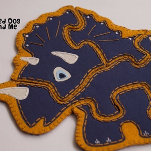 Triceratops Dinosaur PDF Sewing Pattern 5 Piece Jigsaw Puzzle Felt Toy ...