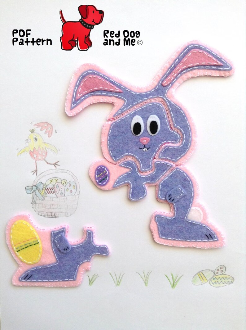 Easter Bunny Rabbit PDF Sewing Pattern Felt 5 Piece Jigsaw Puzzle - Etsy