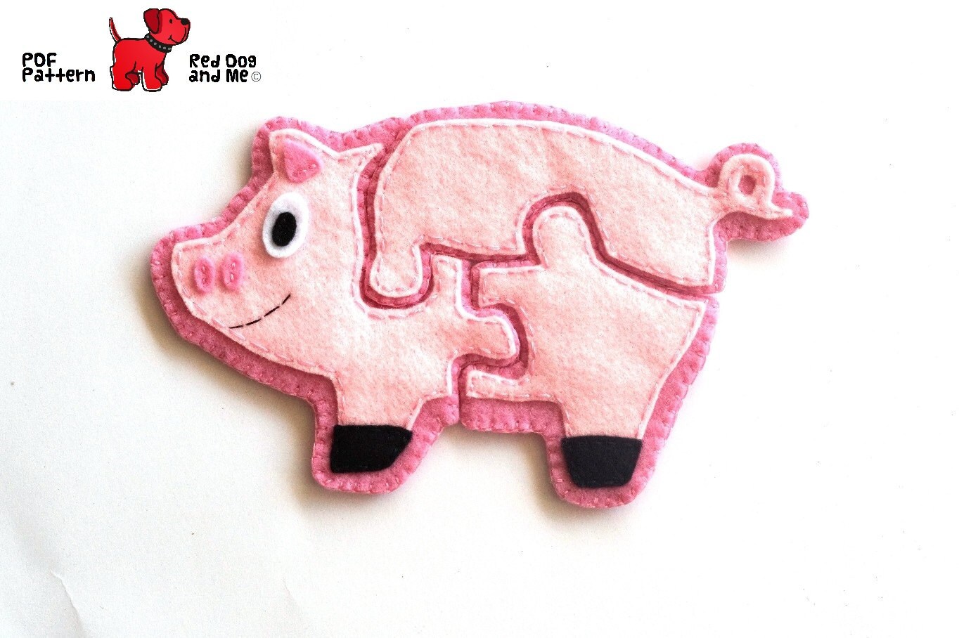 Pig 3 Piece Jigsaw Puzzle PDF Sewing pattern Hand Sewing Baby | Etsy