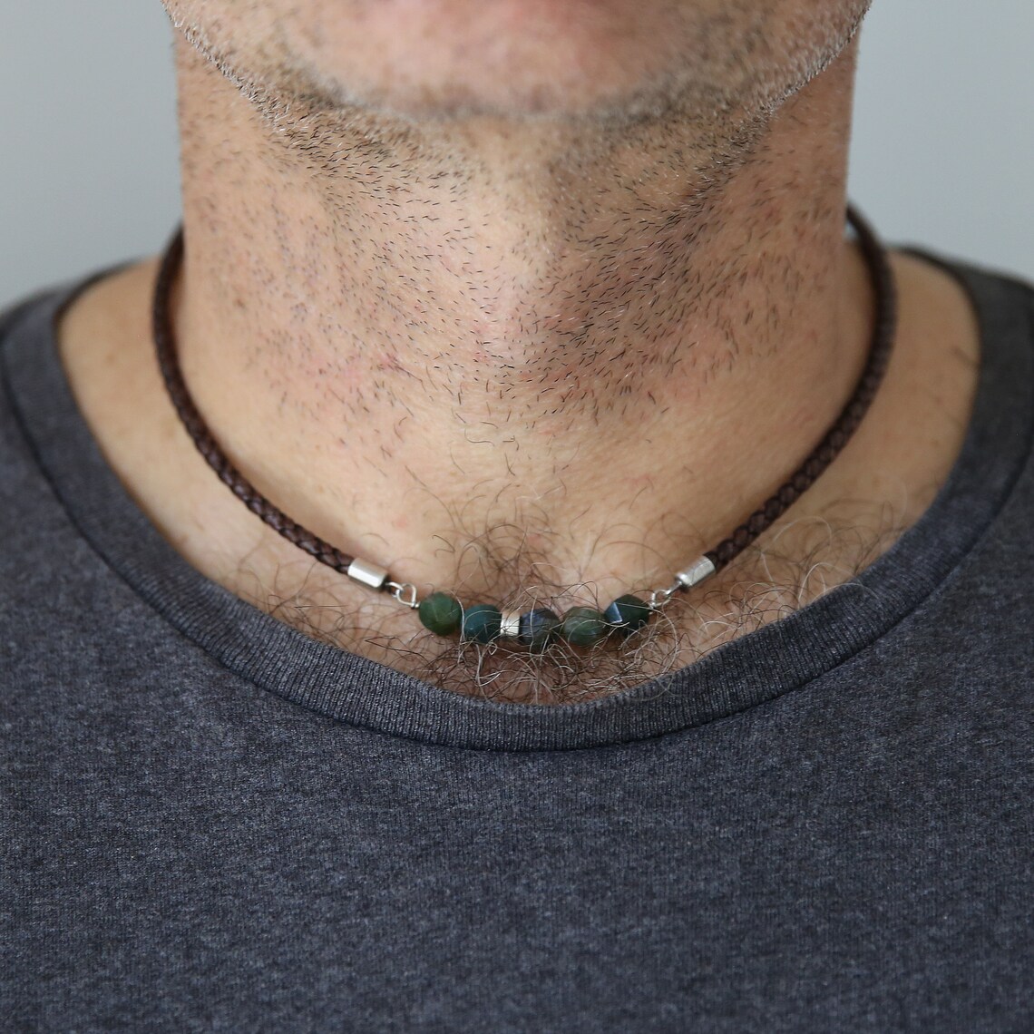 Mens Stone Necklace Mens Necklace Mens Boho Necklace Etsy