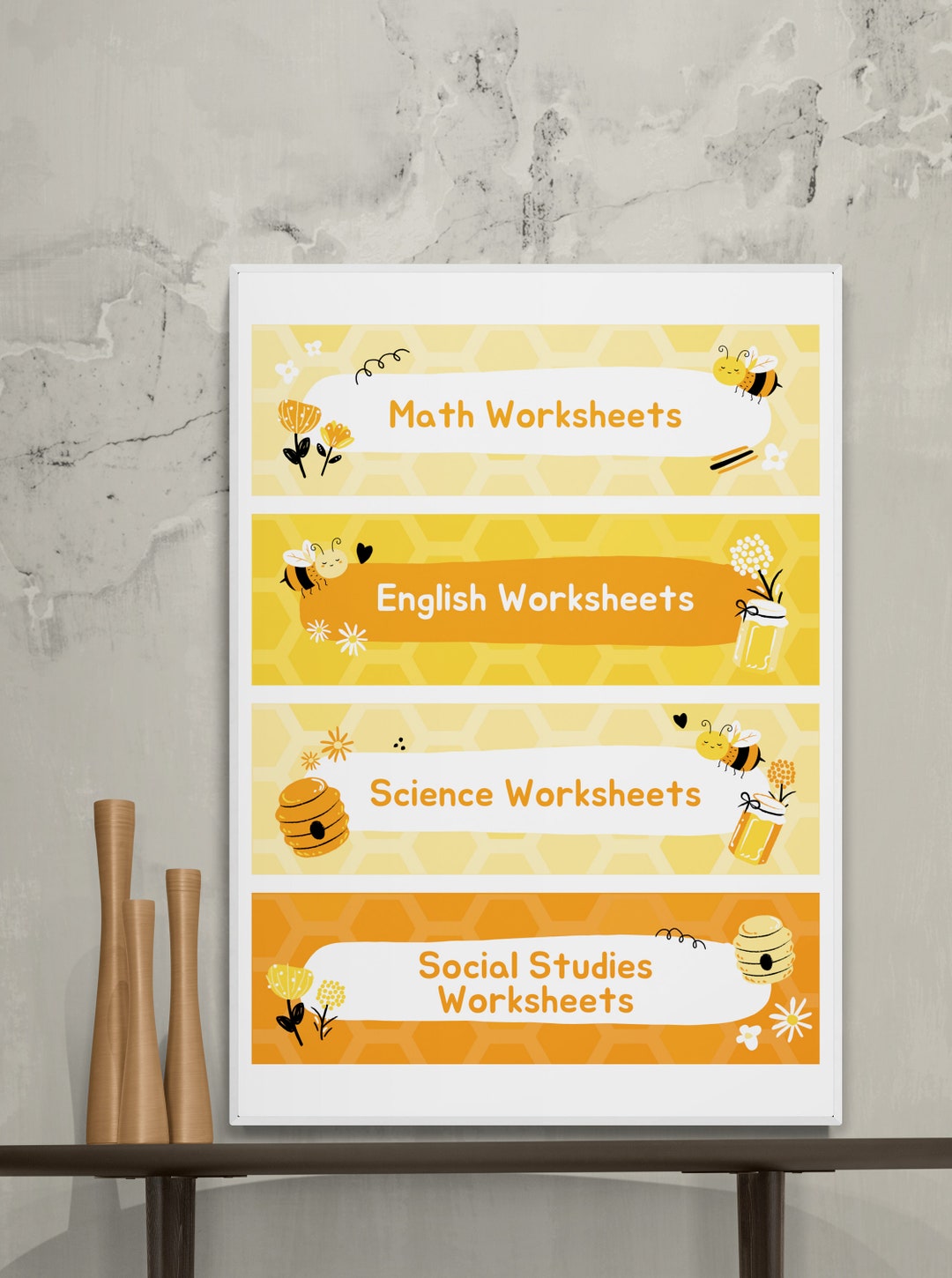 Bee Folder Labels for Classroom School Print - Digital Download ONLY - Etsy