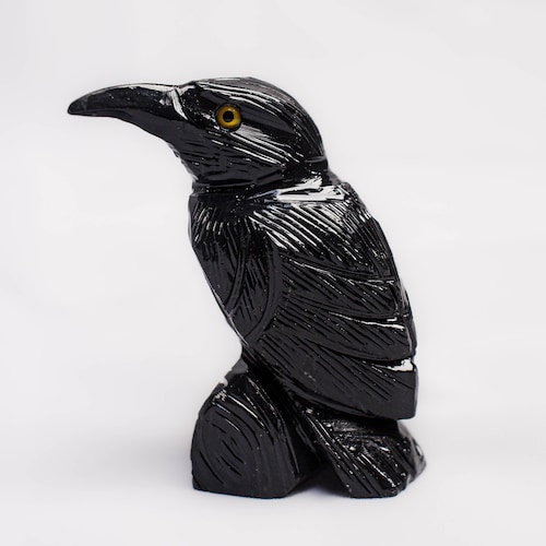 Black Onyx Raven Carved Spirit Animal Stone Gift - Etsy