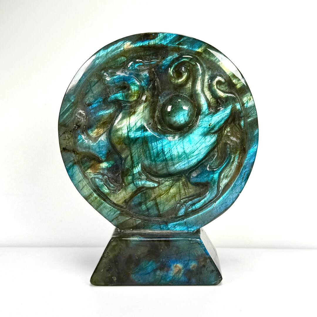 Labradorite Dragon Statue - Etsy