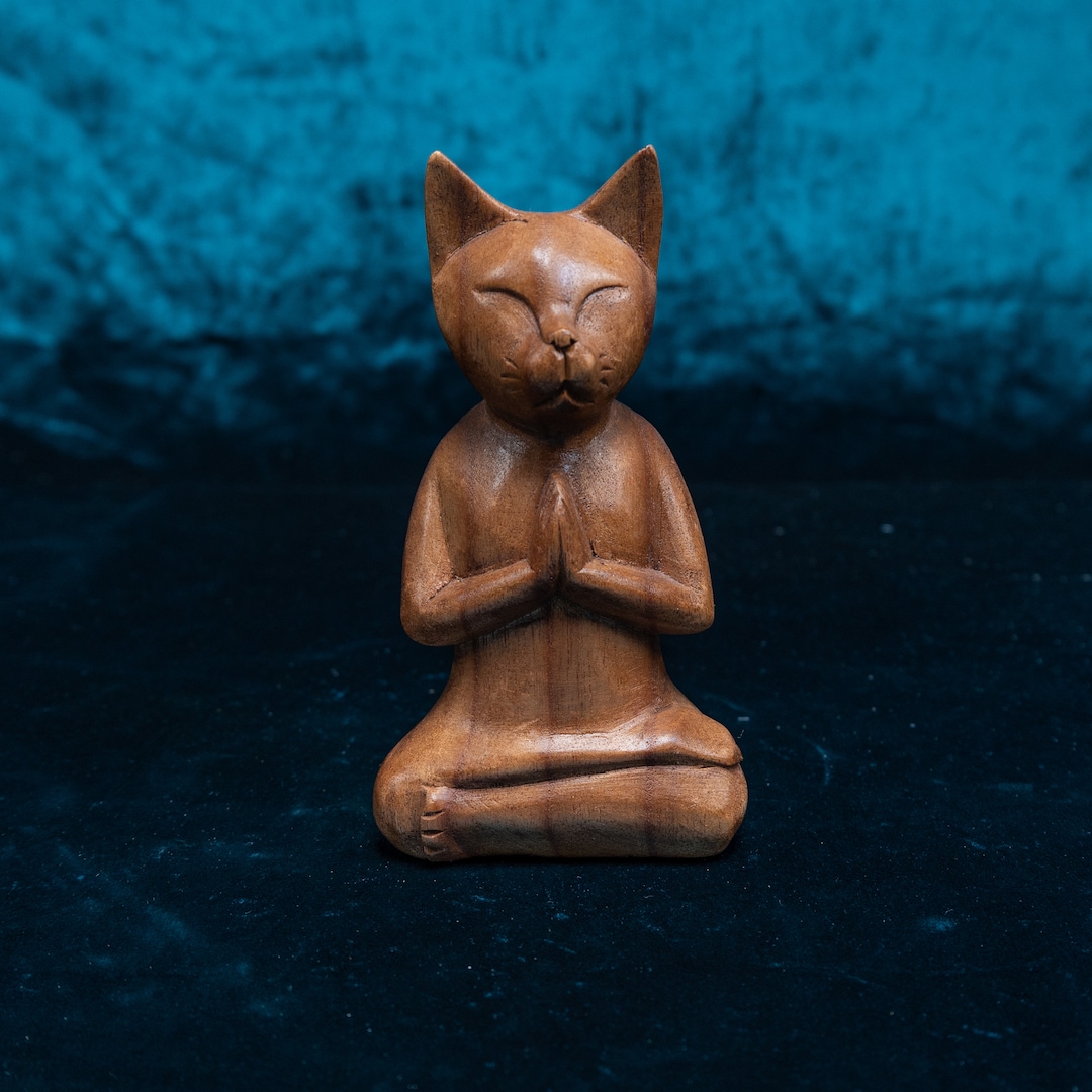 Balinese Wood Cat Carving Large - Etsy
