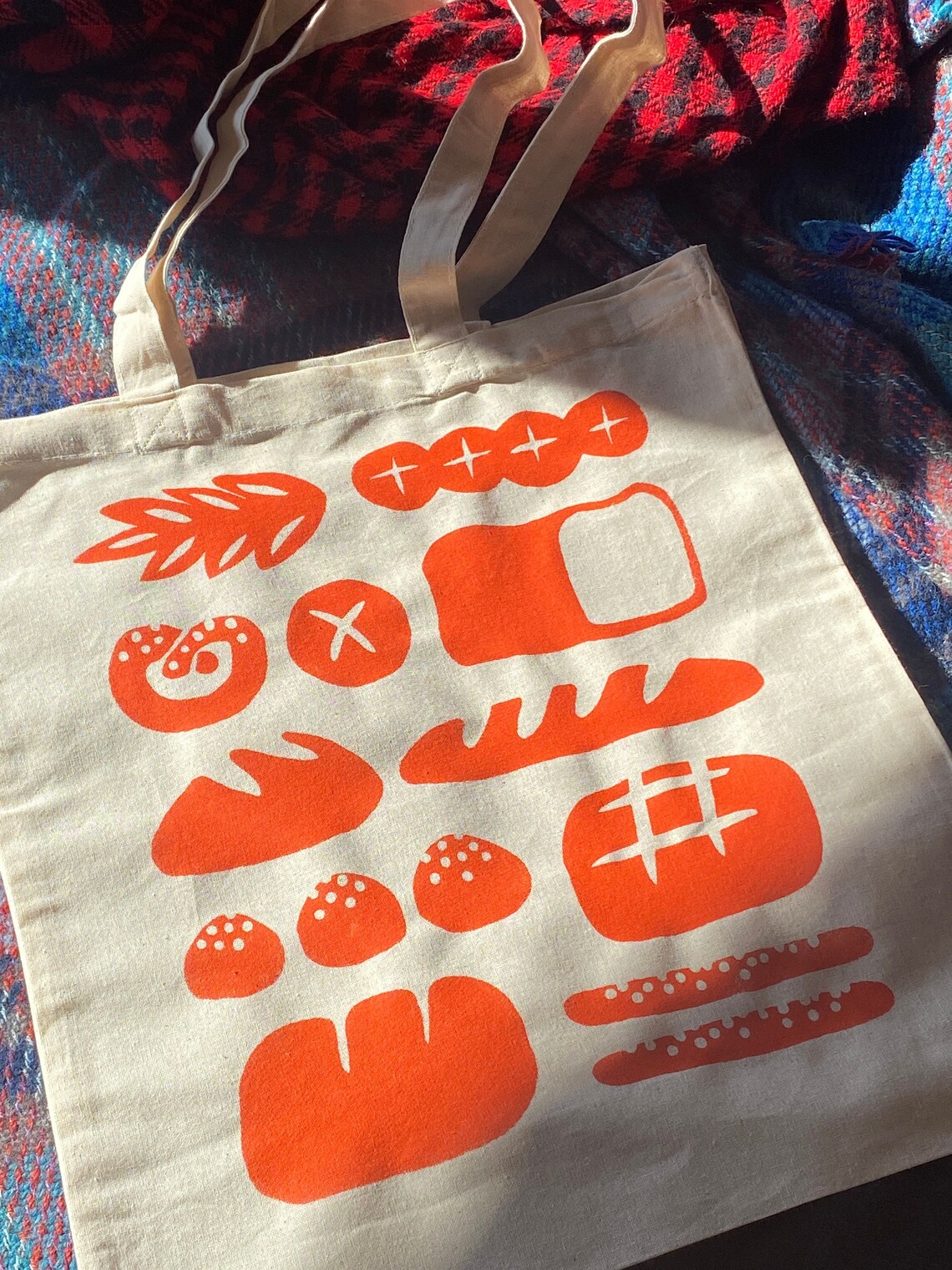 French Bread Tote Bag Screen-printed Bakery Goods Fresh Out of the Oven ...