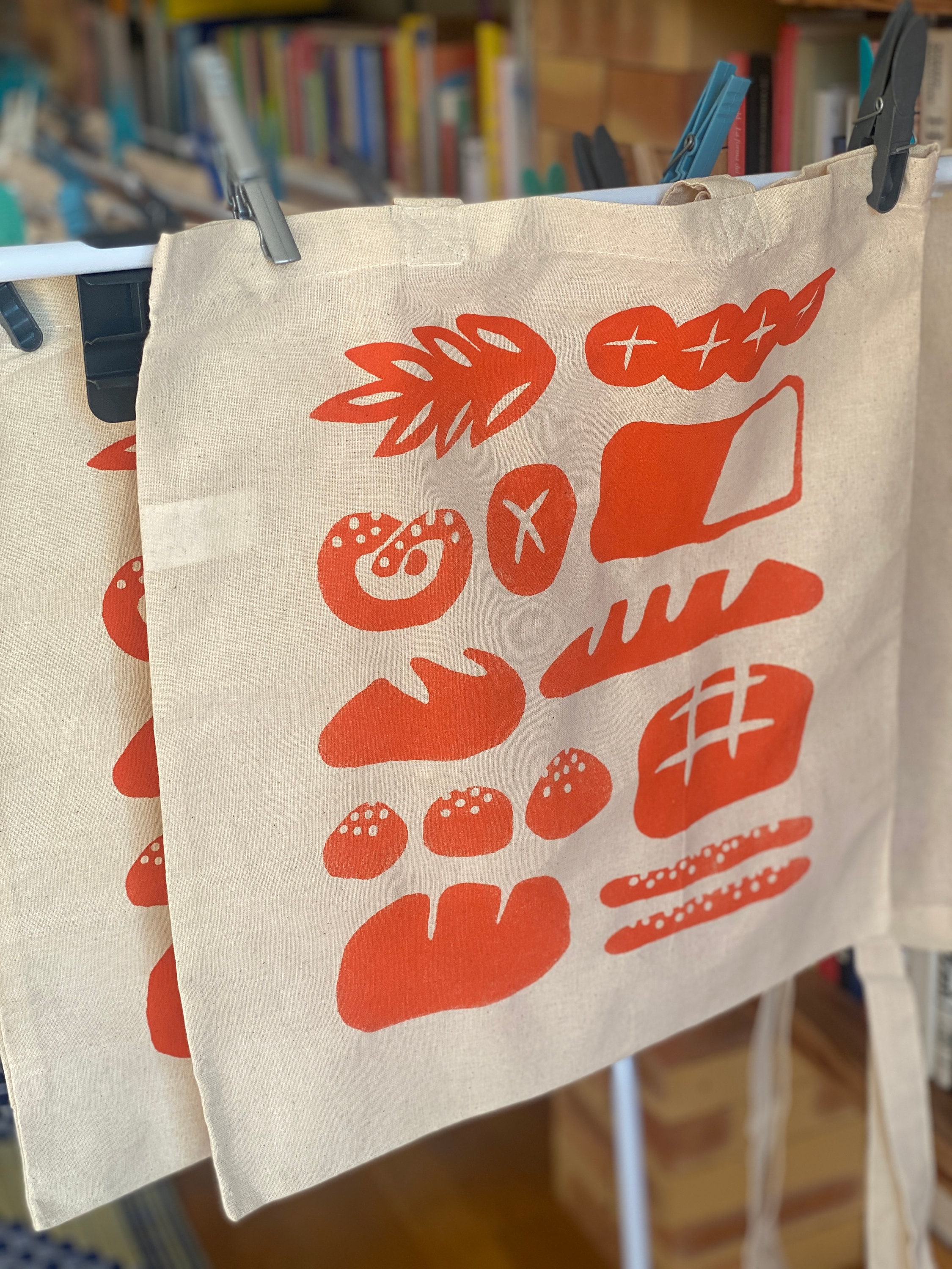 French Bread Tote Bag Screen-printed Bakery Goods Fresh Out of the Oven ...