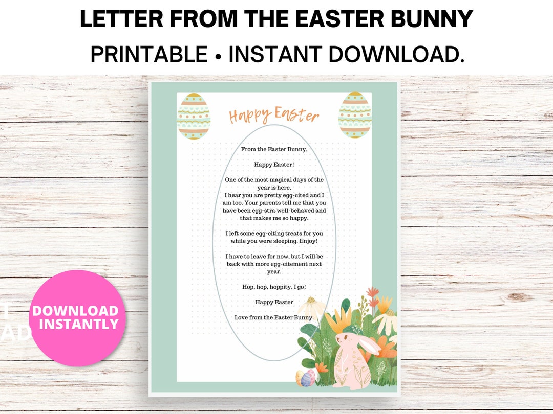 Kids Letter From the Easter Bunny, Easter Bunny Letter, Easter Basket ...