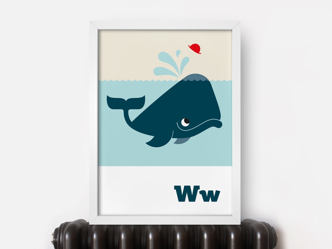 Whale alphabet print for children. A3 or A4 size. Perfect as a | Etsy