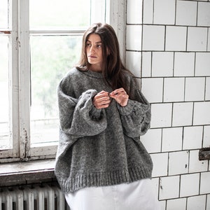 Plaited Drop Shoulder Oversized Sweater, Wool Sweater, Cable Knit ...