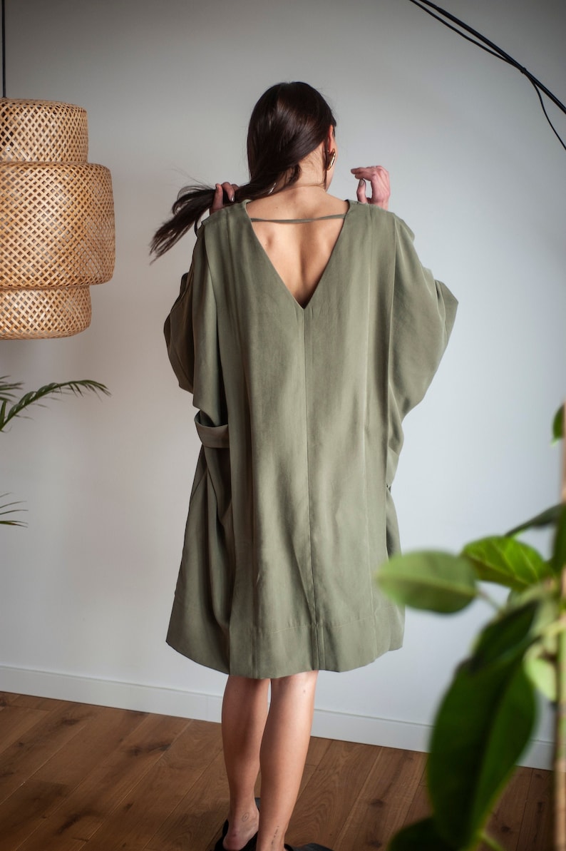 Kimono Dress, Tunic Dress, Oversized Tunic Dress, Kimono Robe, Mid ...