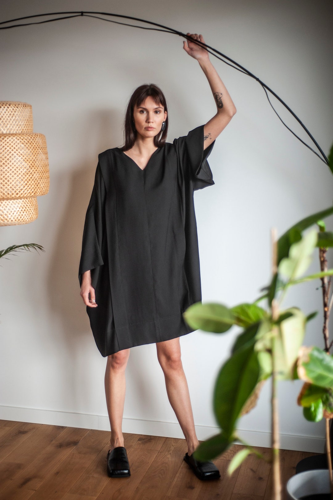 Kimono Dress, Tunic Dress, Oversized Tunic Dress, Kimono Robe, Mid ...