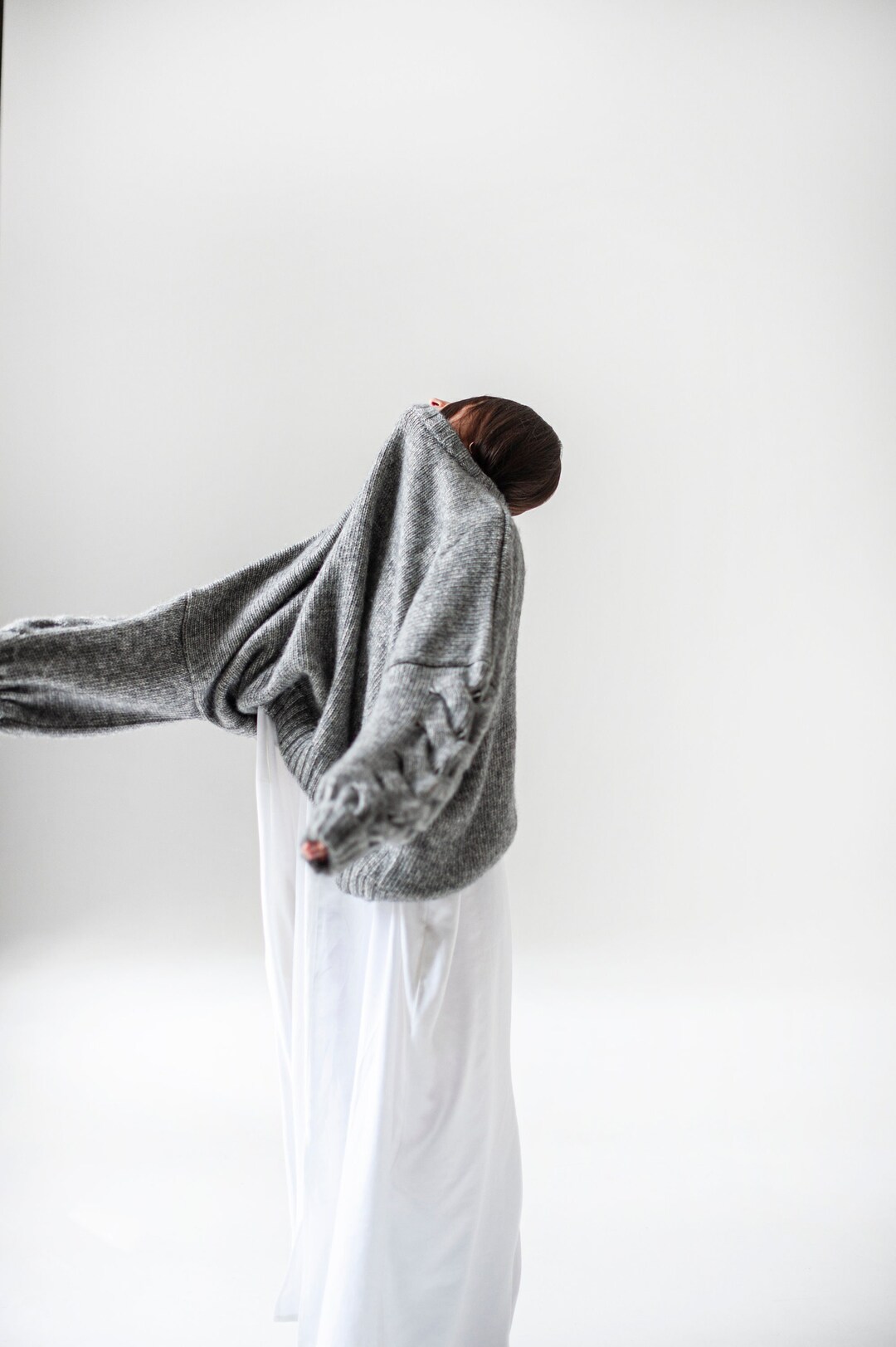 Plaited Drop Shoulder Oversized Sweater, Wool Sweater, Cable Knit ...
