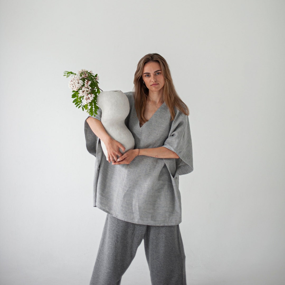 Loose Fit Linen Blouse, Loose Shirt, Oversized Top, Minimal Blouse ...