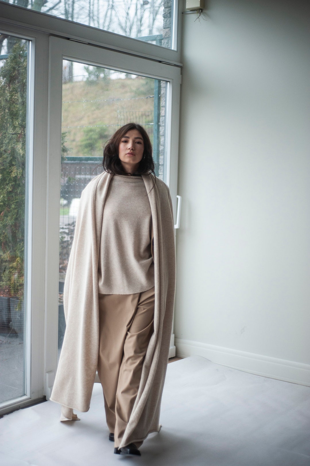 Oversized Merino Scarf, Wool Scarf, Minimalist Scarf, Blanket Scarf ...