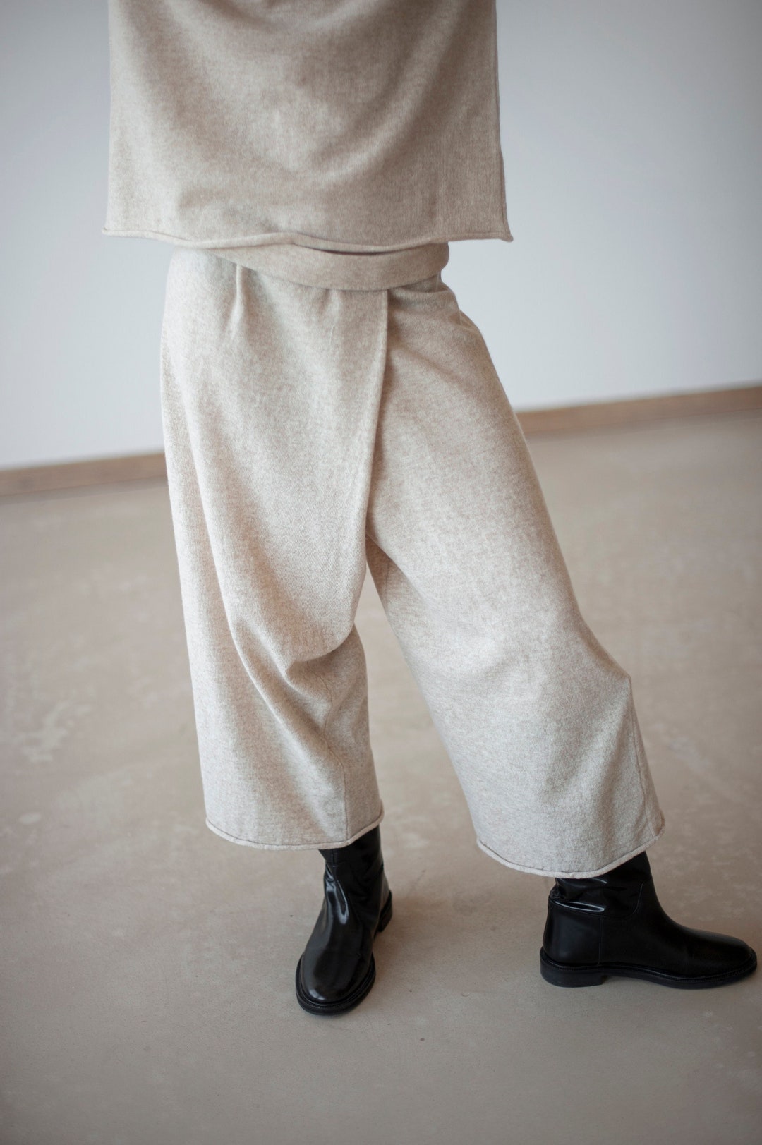 Wool Pants, Merino Wool Trousers, Wide Trousers, Mid / High Waist Baggy ...