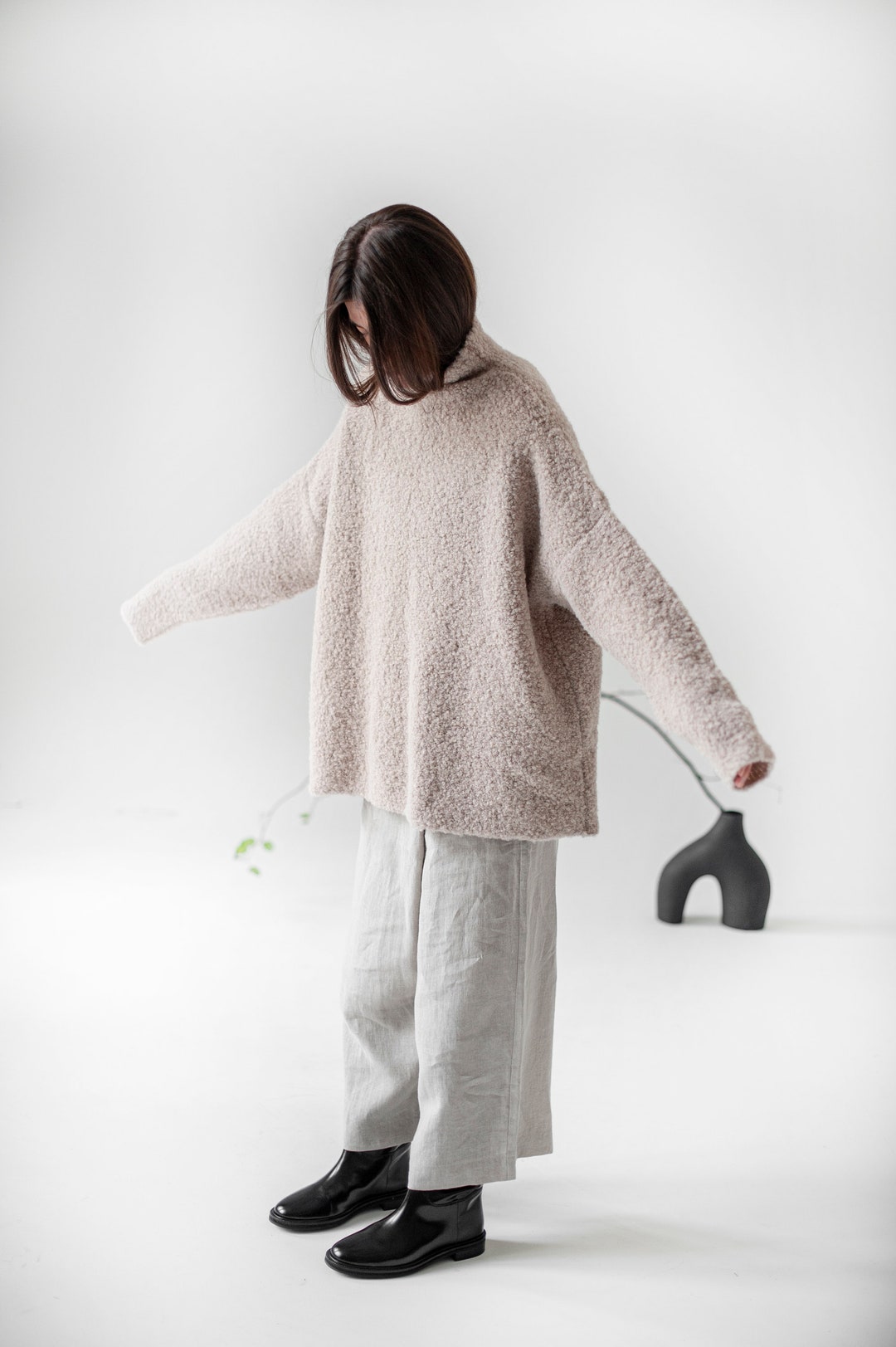 Alpaca Oversized Sweater, Minimalist Sweater, Loose Sweater, Women's ...