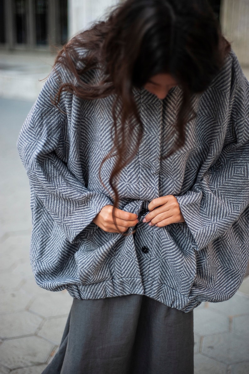 Minimalist Linen Jacket, Oversized Jacket, Linen Kimono Jacket, Kimono ...