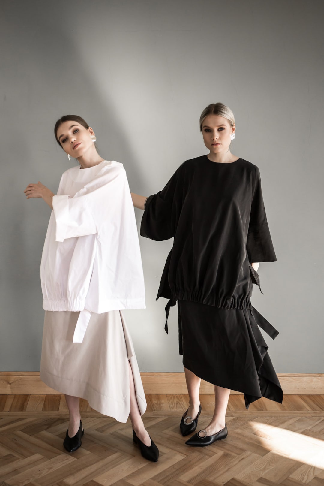 Midi Skirt, Minimalist Skirt, High Waisted Skirt, Pleated Skirt ...