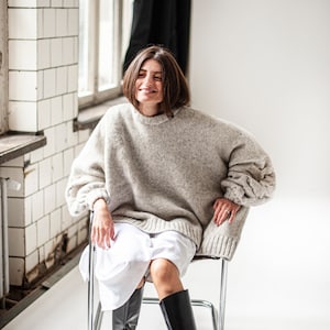 Plaited Drop Shoulder Oversized Sweater, Wool Sweater, Cable Knit ...
