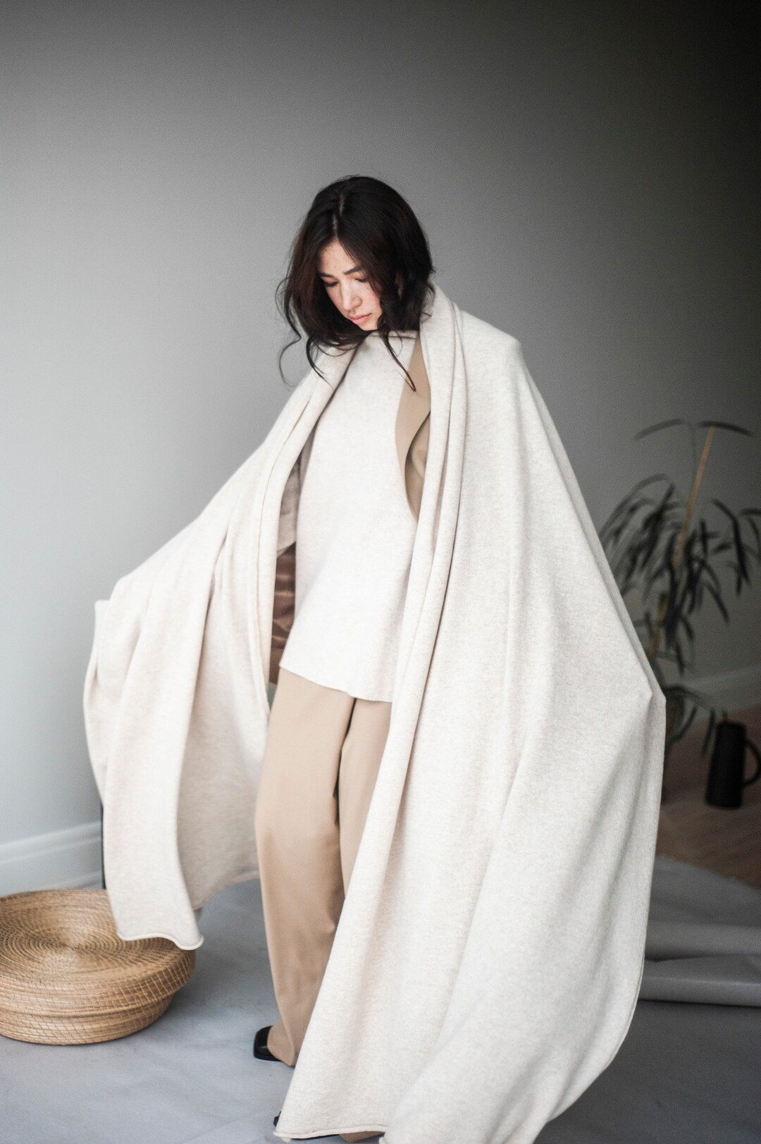 Oversized Merino Scarf, Wool Scarf, Minimalist Scarf, Blanket Scarf ...
