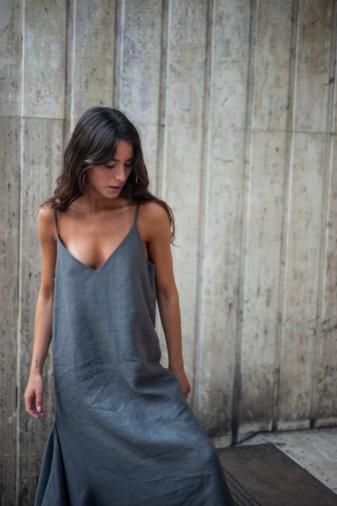 Long Slip Linen Dress , Slip Dress, Oversized Dress, Women Dresses ...