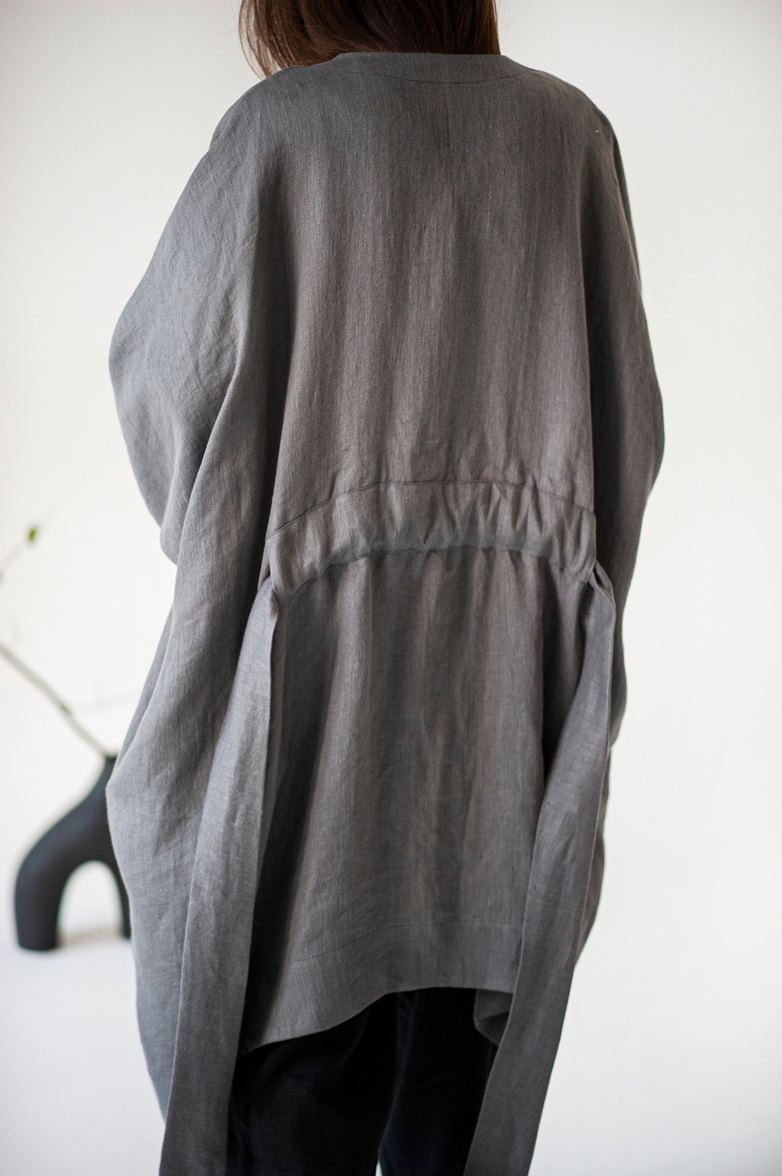 Linen Kimono Jacket, Linen Kimono, Linen Jacket, Black Linen Kimono ...
