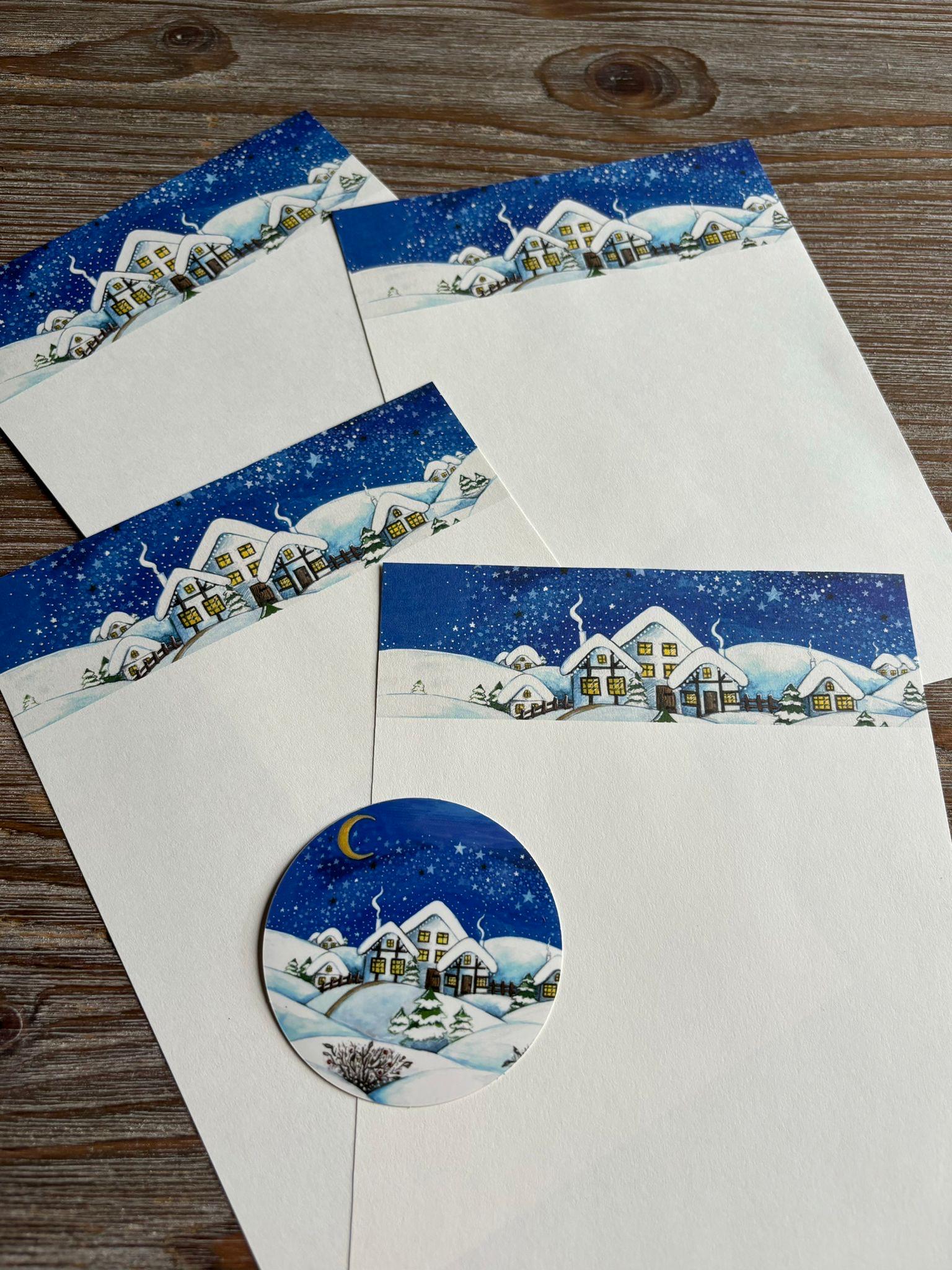 Christmas A5 Letter Writing Set, Paper Envelopes, Watercolor Hand ...