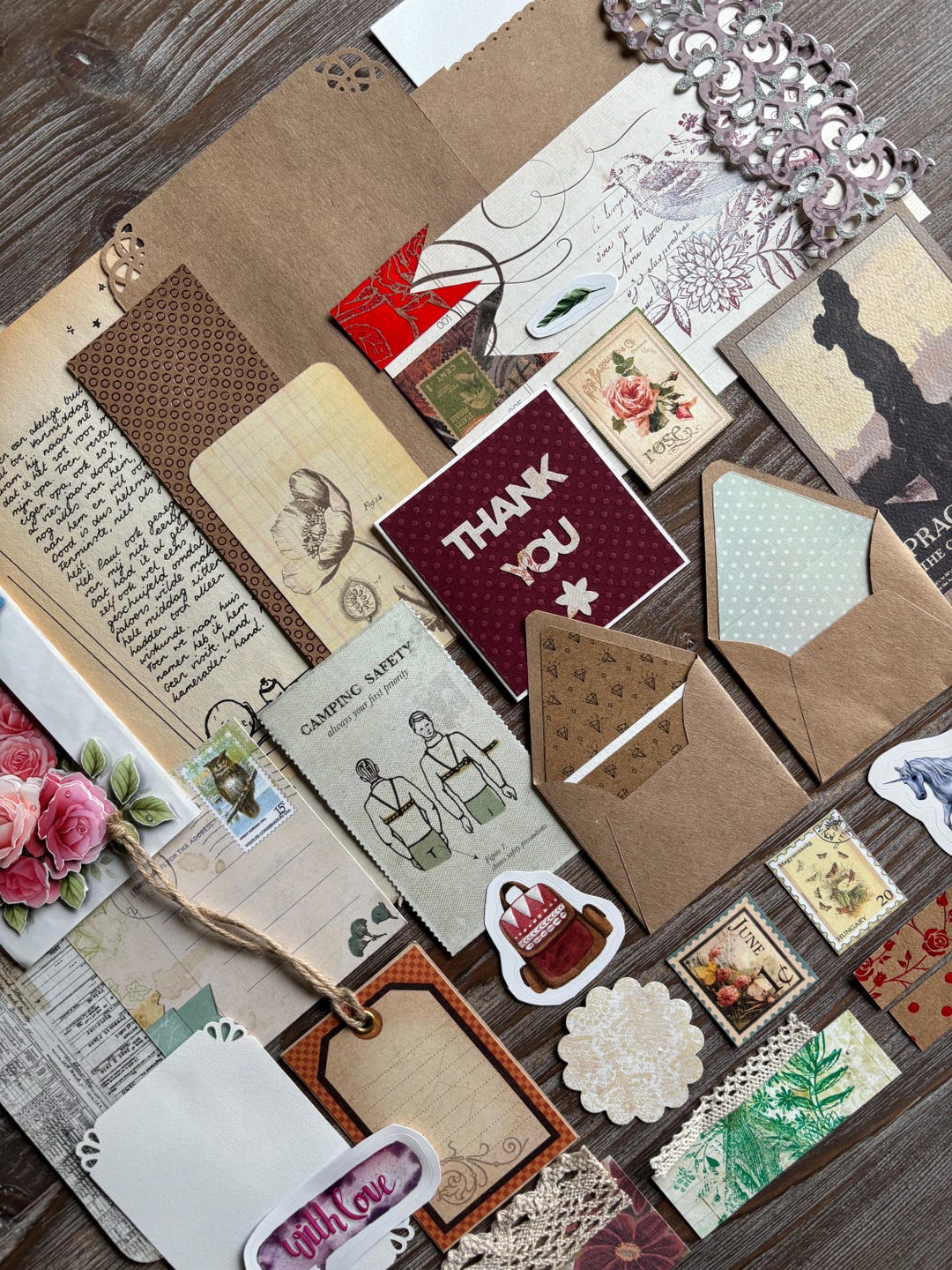 Ephemera Set, Junk Journal Diary Stationery Mix Media, Mail Penpal Kit ...