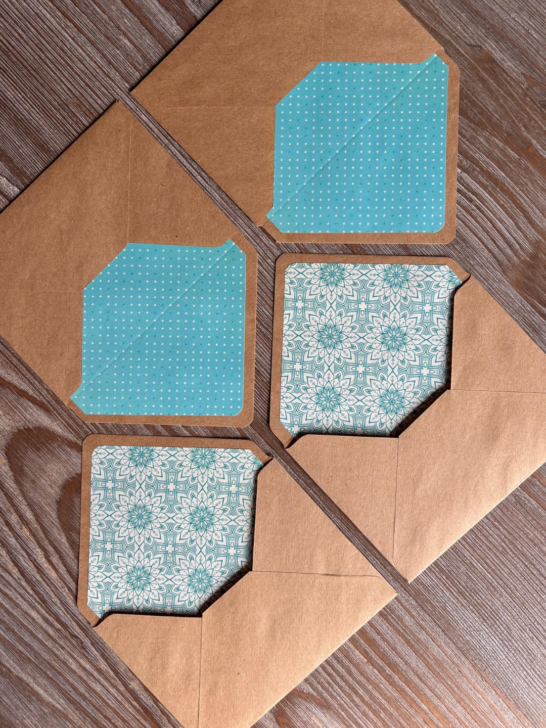 Envelope Letter Writing Set: 2 Lined Envelopes, Cotton Paper, Polka Dot ...
