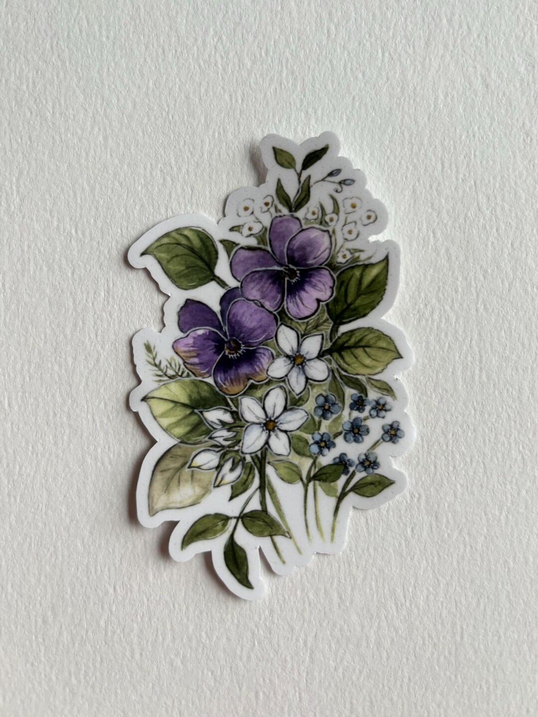 Contour Cut Vinyl Sticker, Original Artwork, Watercolor Flowers Bouquet ...