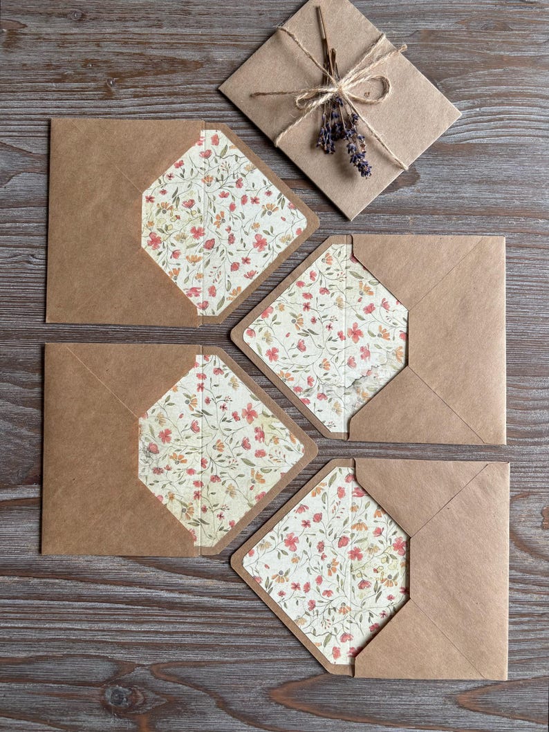 Letter Writing Set: Lined Envelopes, Cotton Writing Paper, Small ...