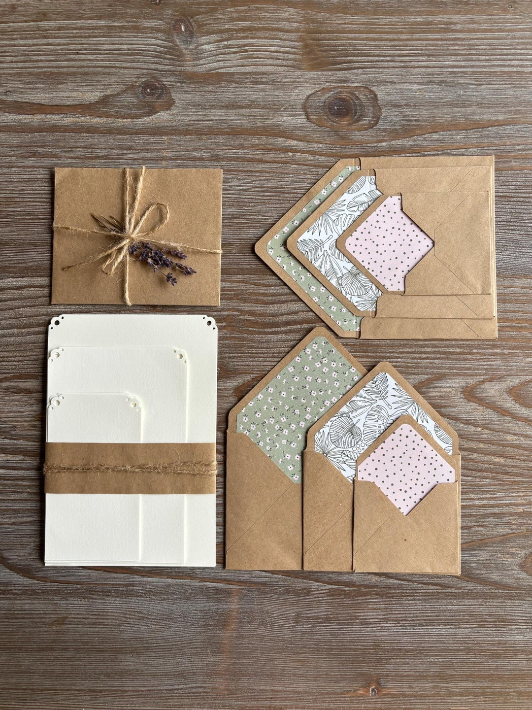 Letter Writing Set: 6 Lined Envelopes, Cotton Writing Paper Pack ...