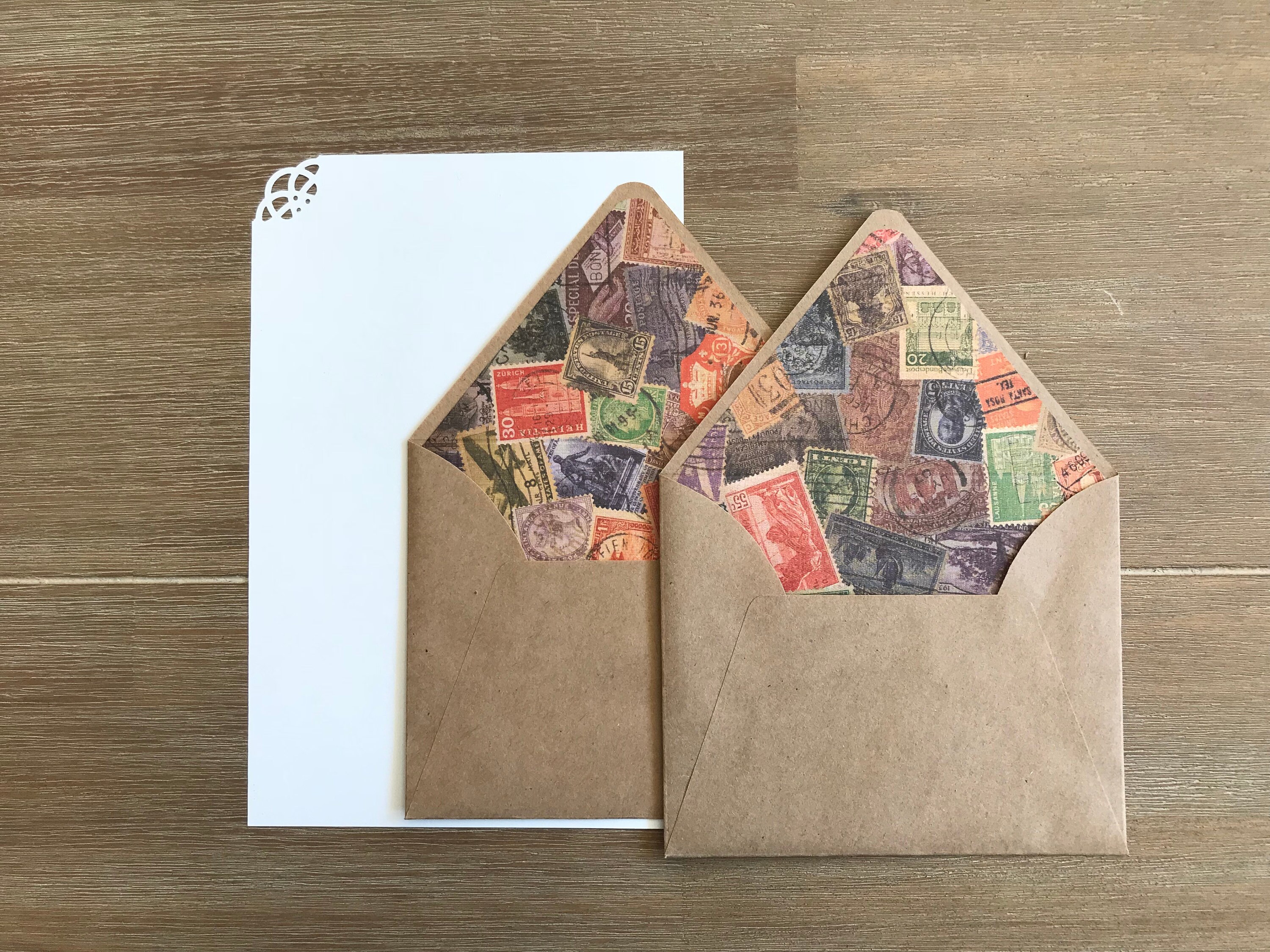 Envelopes With Liner, Cotton Writing Paper Set, Post Stamps, Snailmail ...