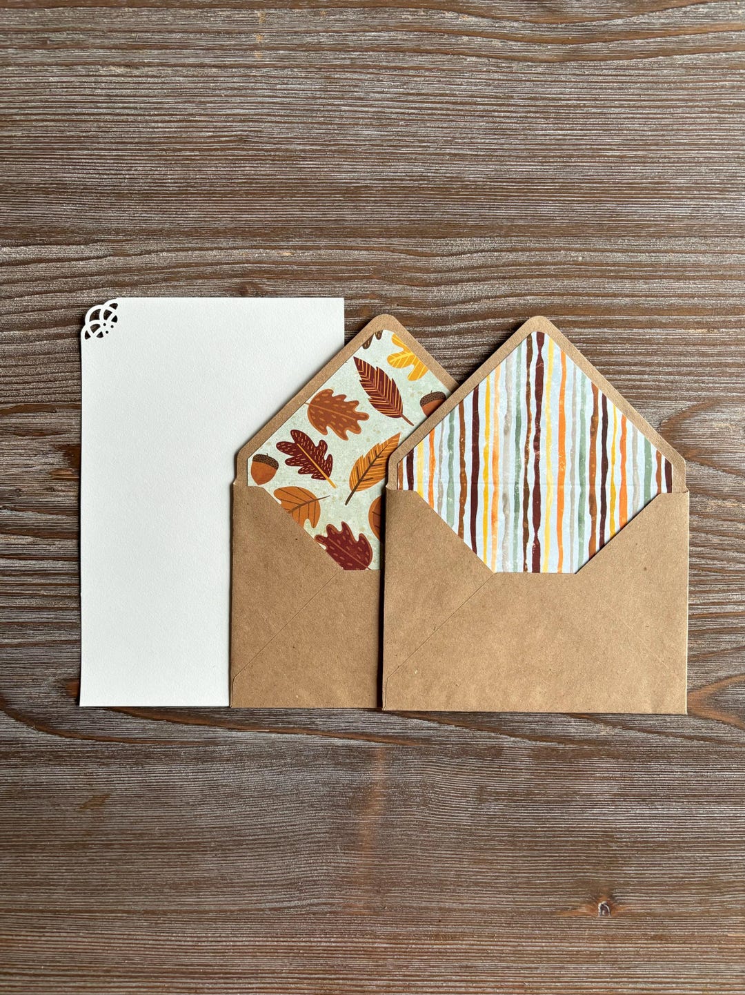 LAST SET. Fall Letter Writing Set, Autumn Leaves Lined Envelopes ...