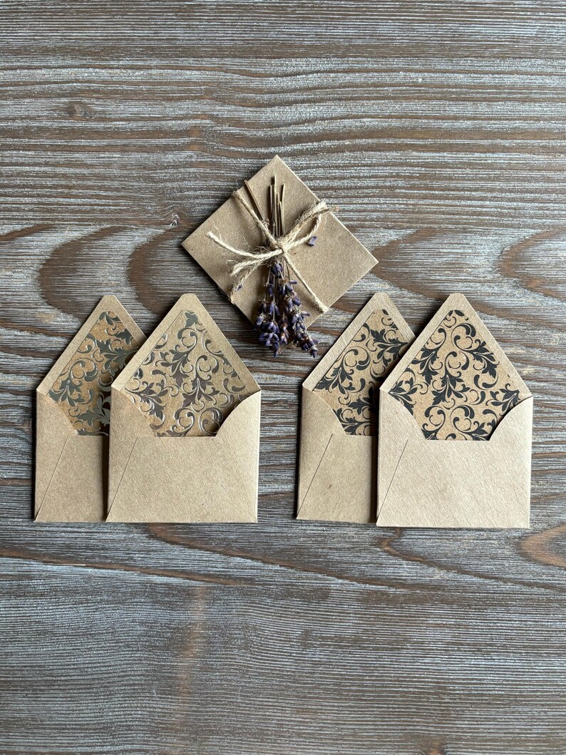 Miniature Lined Envelopes Set, Silver Foil, Romantic Surprise Love ...