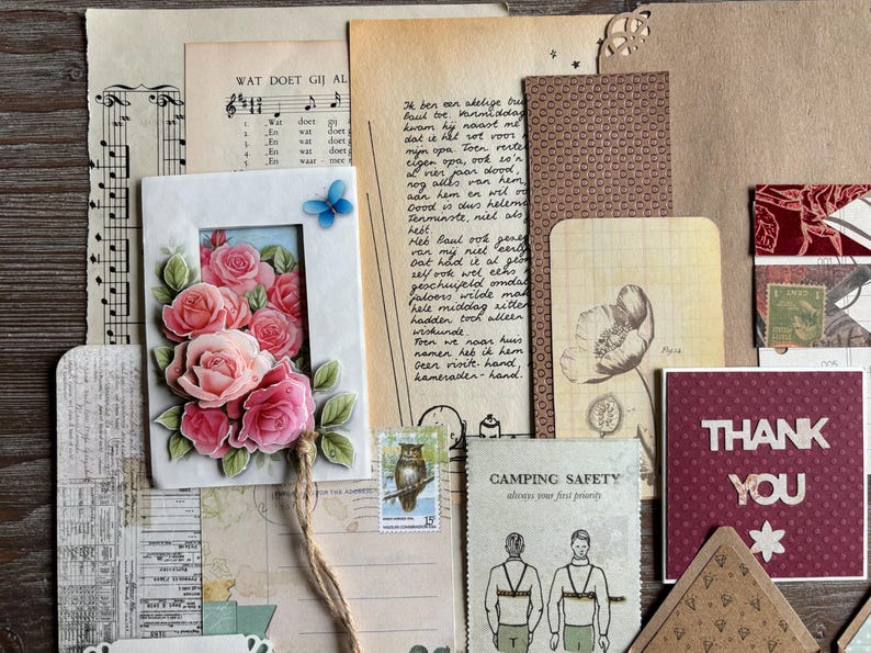 Ephemera Set, Junk Journal Diary Stationery Mix Media, Mail Penpal Kit ...
